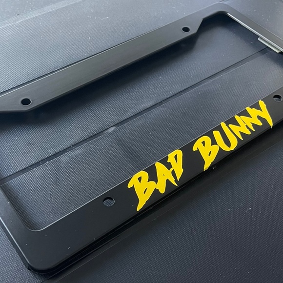 Accessories | Bad Bunny License Plate Frame Black And Yellow | Poshmark